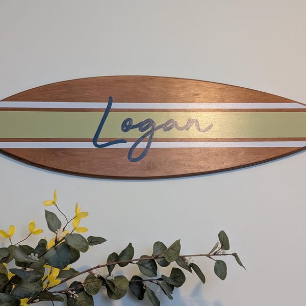 Custom Surfboard Wall Art Sign - Personalized Surf Name Decor - Wooden ...