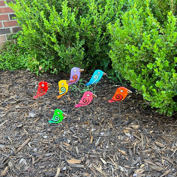 7 Yard Art Bird Garden Stakes,bird Garden Art,potted Plants, Great Gift ...