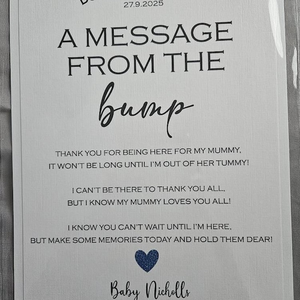 A Message From the Bump Sign - Various Sizes Baby Shower | Gender ...