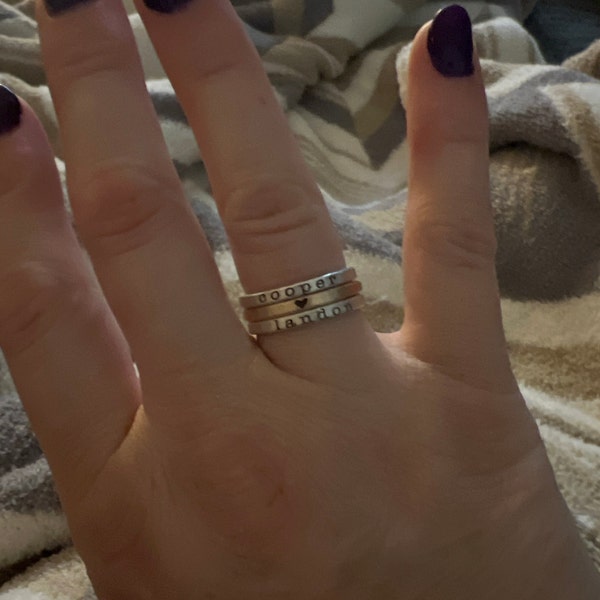 Stackable Ring | Stacking Name Rings | Gift for Mom | Mother Gift ...