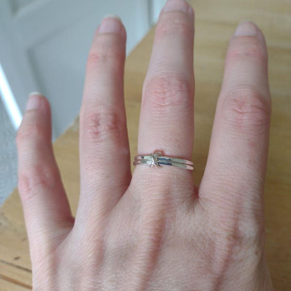 Sterling Silver Double Fidget Ring: Handmade Knot Bead Spinner Anxiety ...