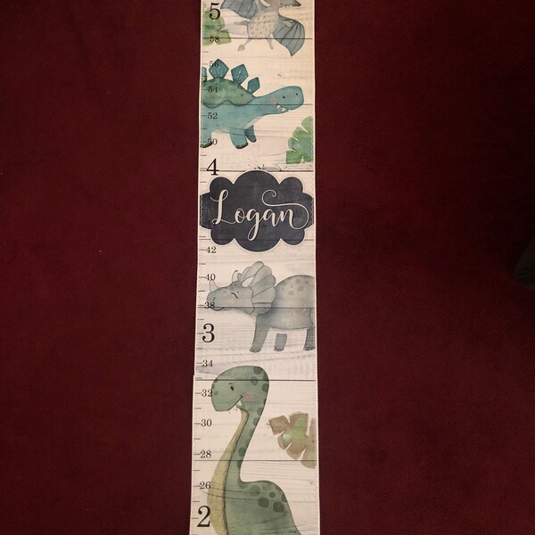 Dinosaur Growth Chart, Personalized Growth Chart, Canvas Growth Chart ...