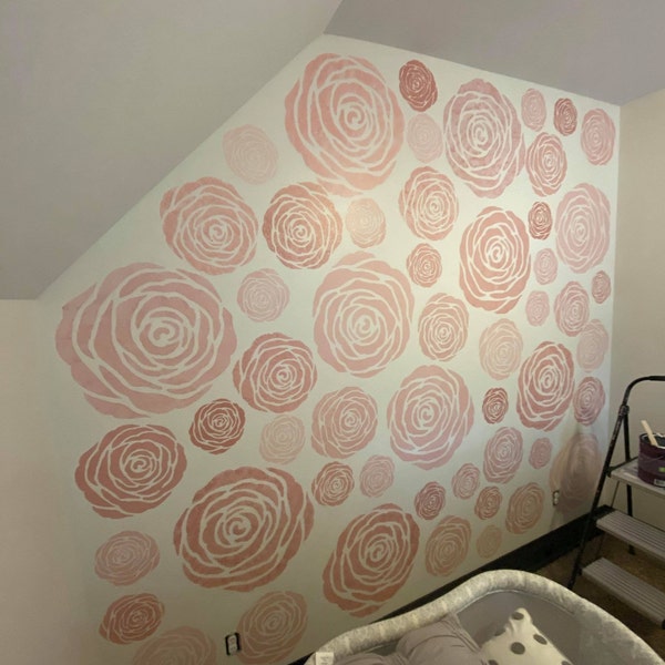 Rose Wall Art Stencil- WALL ART STENCIL - Easy to Use Wall Art Stencil ...