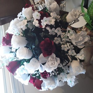 14 Gray Roses Buds, Long Stems, Bush Bouquet, Artificial Roses, Silk ...