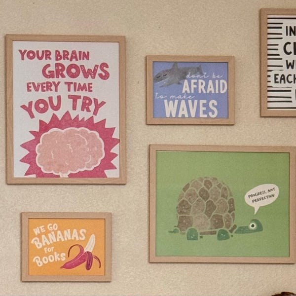 Retro Abstract Flower Classroom Posters, Inspirational Homeschool Wall ...