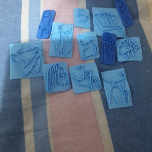 Female Body Embosser, Abstract Face Embosser, Line Art Embosser Stamp ...