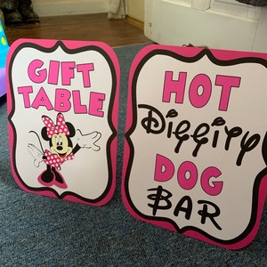 Minnie Mouse Birthday Party Sign, PINK Gift Table Sign Party Decoration ...