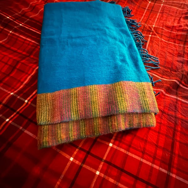 Himalaya Yak Wool Blanket Shawl Modern Tribal Design Handmade in ...