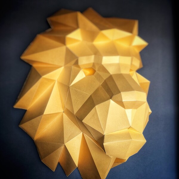 Lion Head Paper Craft, Digital Template, Origami, PDF Download DIY, Low ...