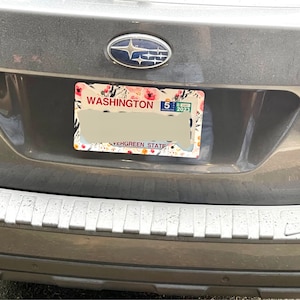 Pink Flower Monogram License Plate Personalized Car Tag | Etsy