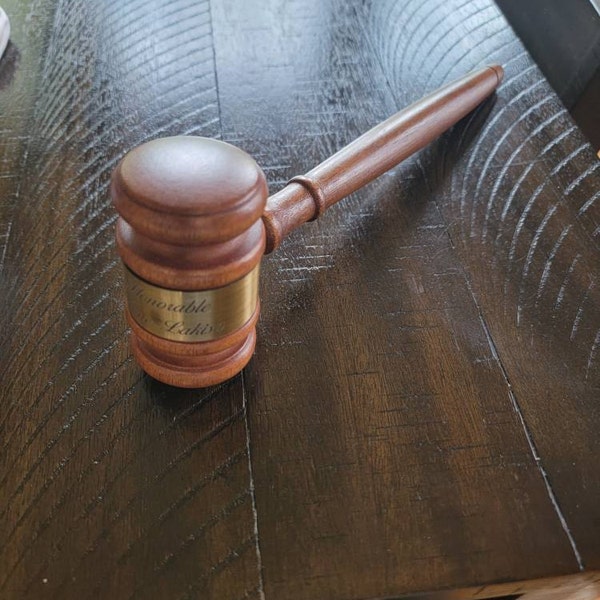 Personalized Wood Gavel With Engraved Gold Band - Wooden Judge's Gavel ...