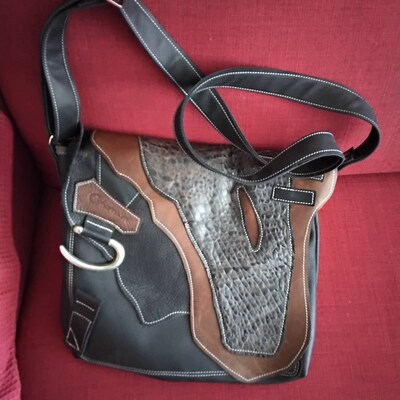 Sac De Cuir Italien Souple Brun. Bourse De Cuir Rustique. Bandoulière ...