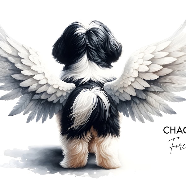 Shih Tzu Angel Wings Watercolor Memorial Art Print (digital Download ...