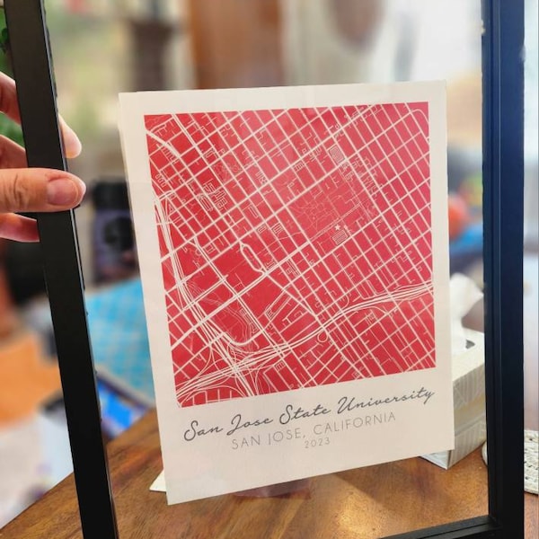 Personalized University Map, Custom Map, College Campus, Dorm Decor ...