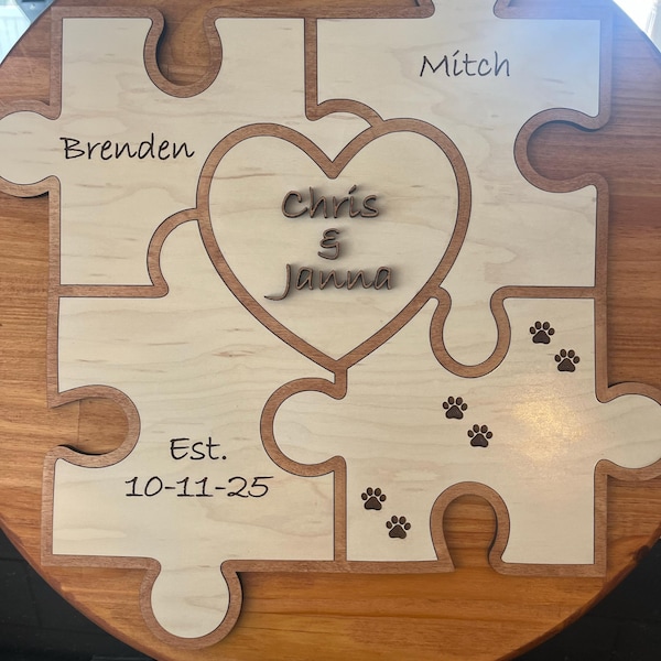 Unity Ceremony Puzzle, Rustic Style Puzzle, Removable Puzzle Pieces ...