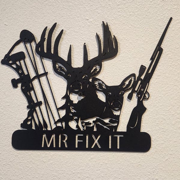 Custom Deer Hunter Metal Sign, Personalized Bow and Hunting Rifle Sign ...