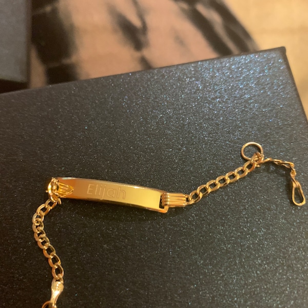 Solid Gold Baby ID Bracelet • Custom 14k Gold Any Name Engrave Gold ...