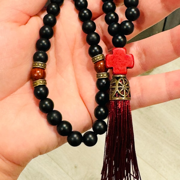 Orthodox Prayer Rope, Chotki, Komboskini, Rosary, 100 Onyx Stone Beads ...