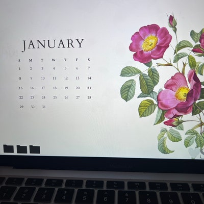 Fancy Florals Desktop Wallpaper 2024 Calendar, Computer Background, PC ...