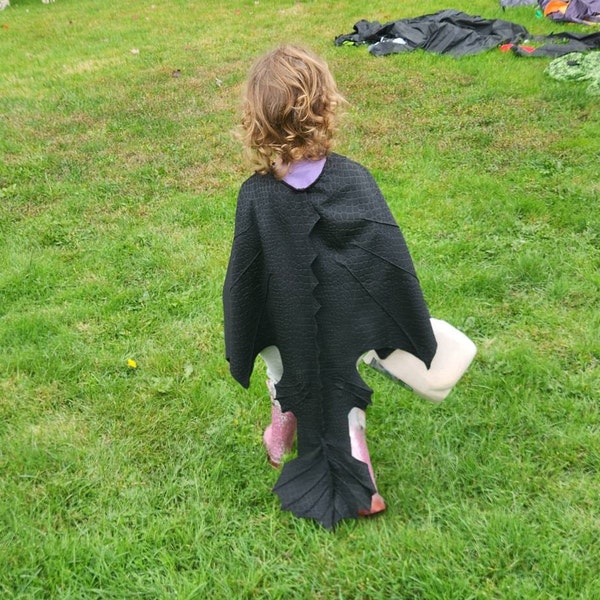 Black Dragon Costume With Wings, Kids Party Dragon Costume, Black Scaly ...