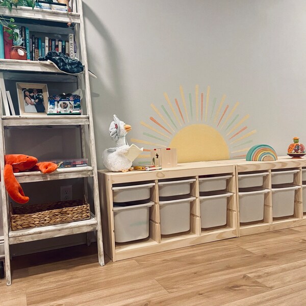 Large Boho Half Sun Watercolor Wall Decal Nursery Decor, Kids Room Wall ...