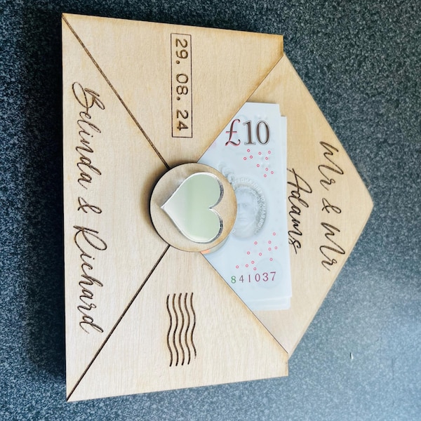 Personalised Wedding Money Envelope | Wedding Money Wallet | Wooden ...