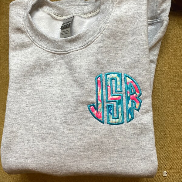 Preppy Embroidered Monogrammed Sweatshirt Pullover - Colorful Monogram ...