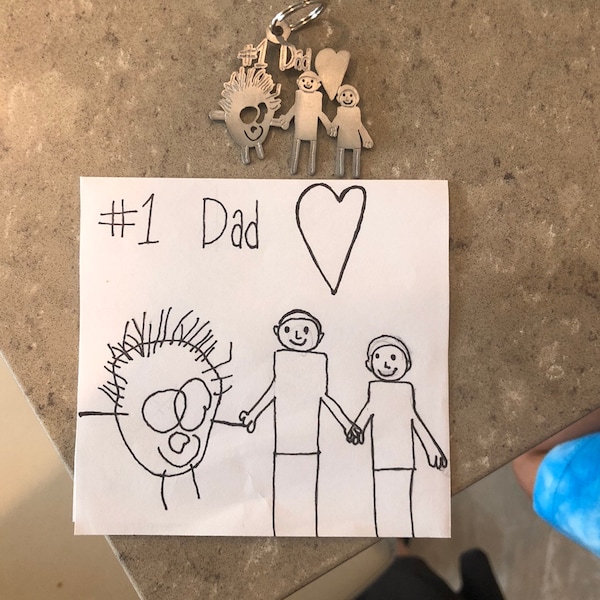Your Child's Drawing as Keychain- Custom Handmade Titanium Keychain ...