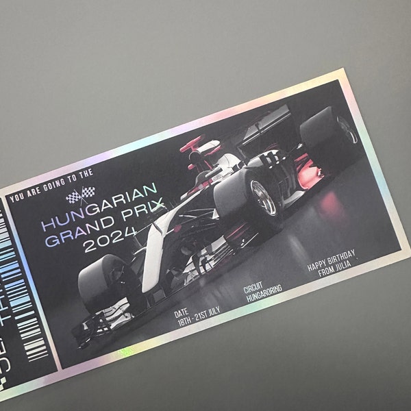 Personalised Grand Prix Ticket, Foil Voucher, Motor Car Racing Voucher ...
