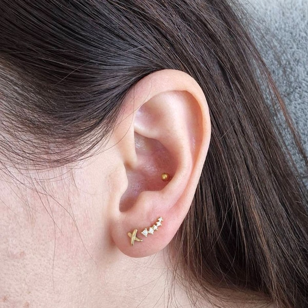 Tiny Moon Piercing * Helix Moon Piercing * Gold Conch Piercing ...