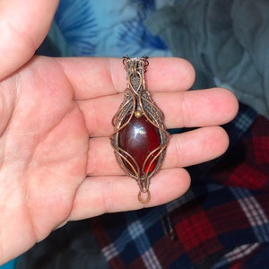 Red Fire Labradorite Pendant Copper Wire Wrapped Pendant Handmade ...