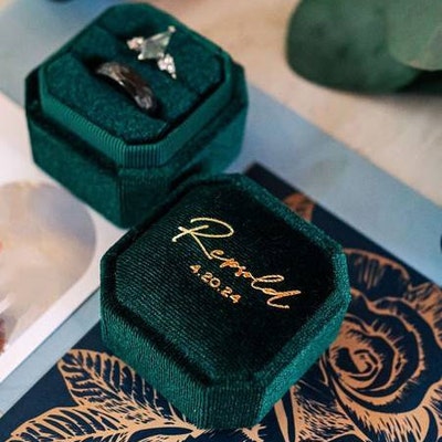 Custom Wedding Ring Box Monogram Ring Bearer Personalized Velvet Ring ...