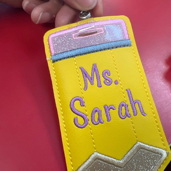 Personalized Crayon ID Badge Holder - Pencil Employee ID Holder ...