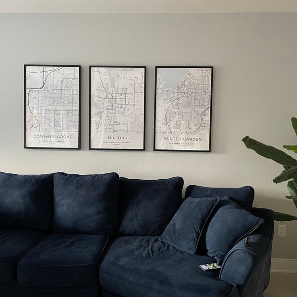 Hometown Street Map Poster Custom City Map Art Print and Frame Canvas ...