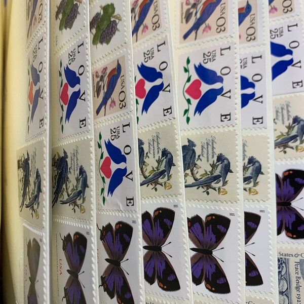 LOVE Blue Birds .. Unused Vintage Postage Stamps | Mail 5 Letters ...