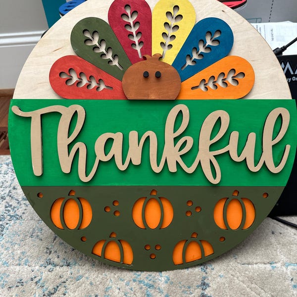 Thankful Turkey DIY Door Hanger Kit | Thanksgiving Door Sign | Laser ...