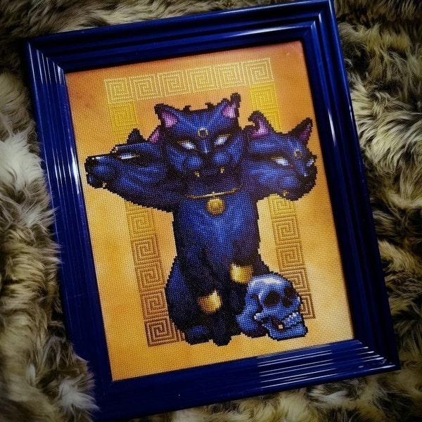 Cerberpuss - Cat Cerberus Cross Stitch - Mythical Cryptid Cross Stitch ...