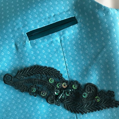 Hunter Green Beaded Lace Applique Pair for Bridal, Sashes, Headbands ...