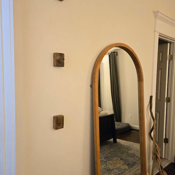 Rustic Reclaimed Wood Framed Mirror | Western Studded Mirror | Square ...