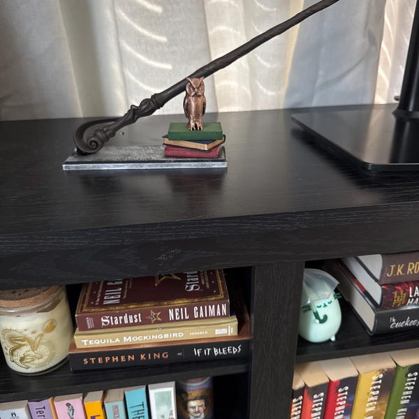 Magic Wand Stand Holder Owl on Books - Wizard Wand Display - Etsy