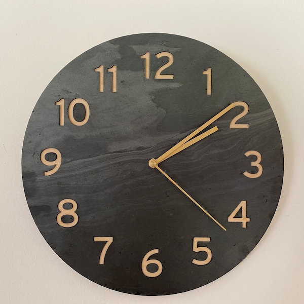 Slate Type Stone Wall Clock Mixed With Rustic, NO Seconds Hand ...