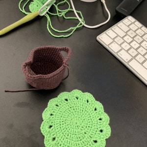 CROCHET PATTERN Succulent Plant Pot Coaster Crochet Pattern Flower Leaf ...