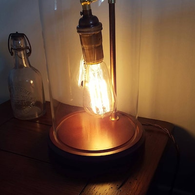 Glass Bell Jar Lamp Table Lamp Desk Lamp Glass Dome Bell Jar Night Lamp ...