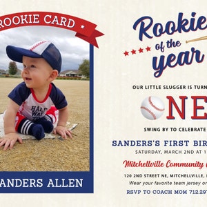 Baseball Players Card Rookie of the Year Trading Card First Birthday ...