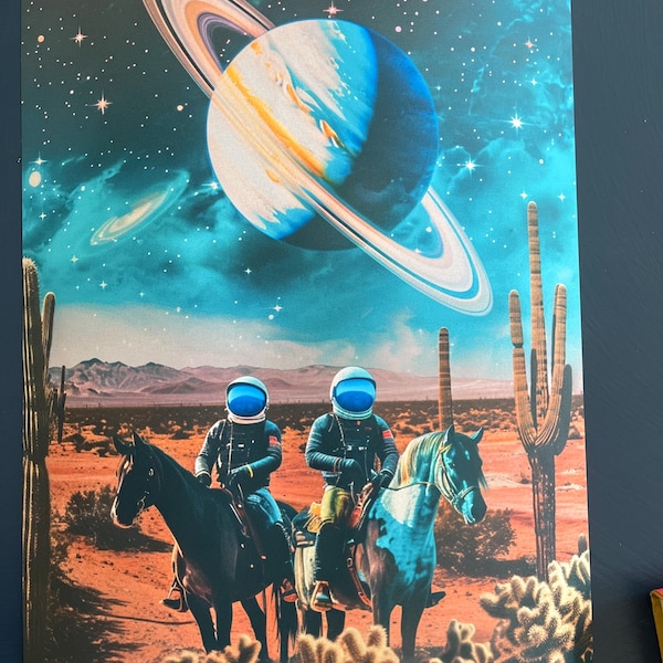 Retro Space Astronaut Poster 50s 'space Gal' Vintage Scifi Collage Art ...