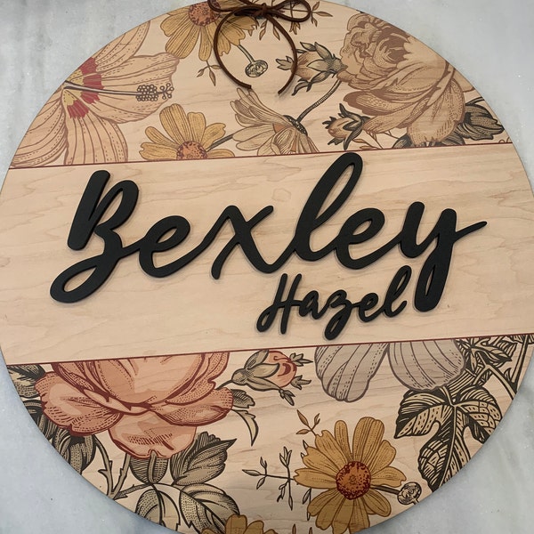 Spring Round Sign, Personalized Wood Sign, Round Wood Sign, Nursery ...
