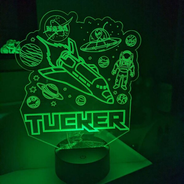 Rocket Ship, Space Theme Night Light, Personalized Free, LED Night Lamp ...