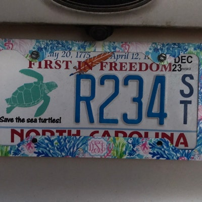 Floral Personalized License Frame Car Coasters License Plate Car Tag ...