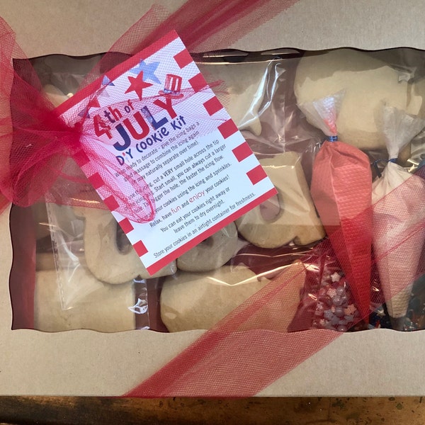 Printable 4th of July Cookie Kit Instruction Card 4"x5" Cookie ...