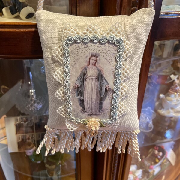 Sacred Heart of Mary Scented Hanging Pillow Sachet...decorative ...